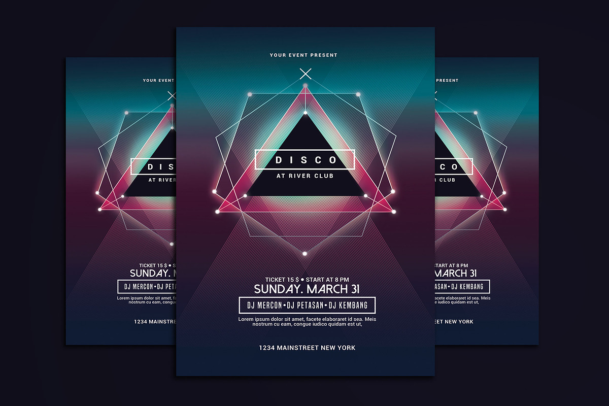 Electro Disco Music Flyer, a Flyer Template by Muhamad Iqbal hidayat