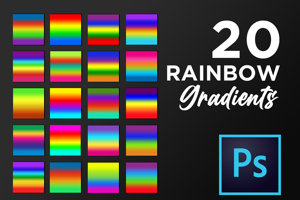 Adobe Photoshop rainbow gradient set