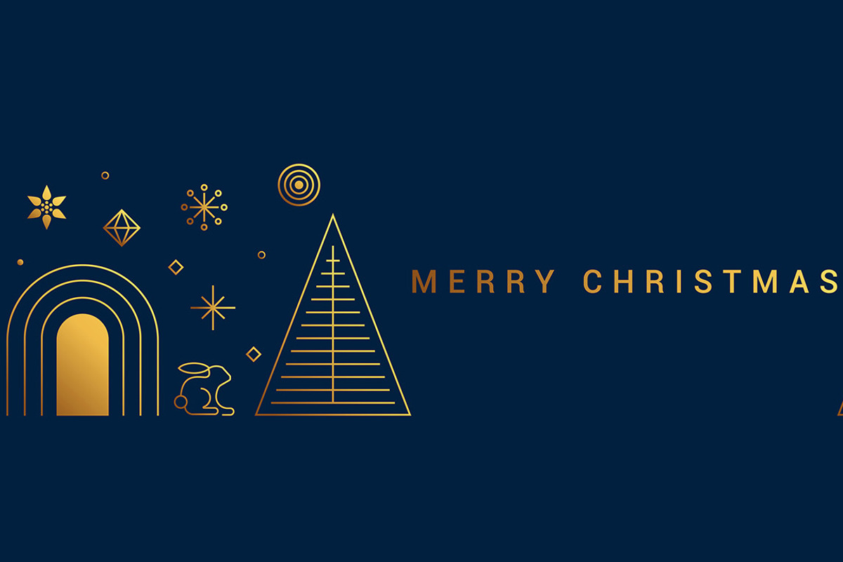 Modern line design Christmas card, a Decorative Illustration by ...