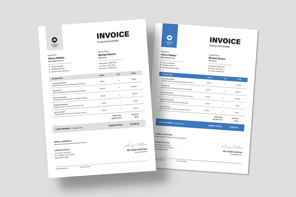 Invoice Template, a Flyer Template by BrandPacks | Creative Market