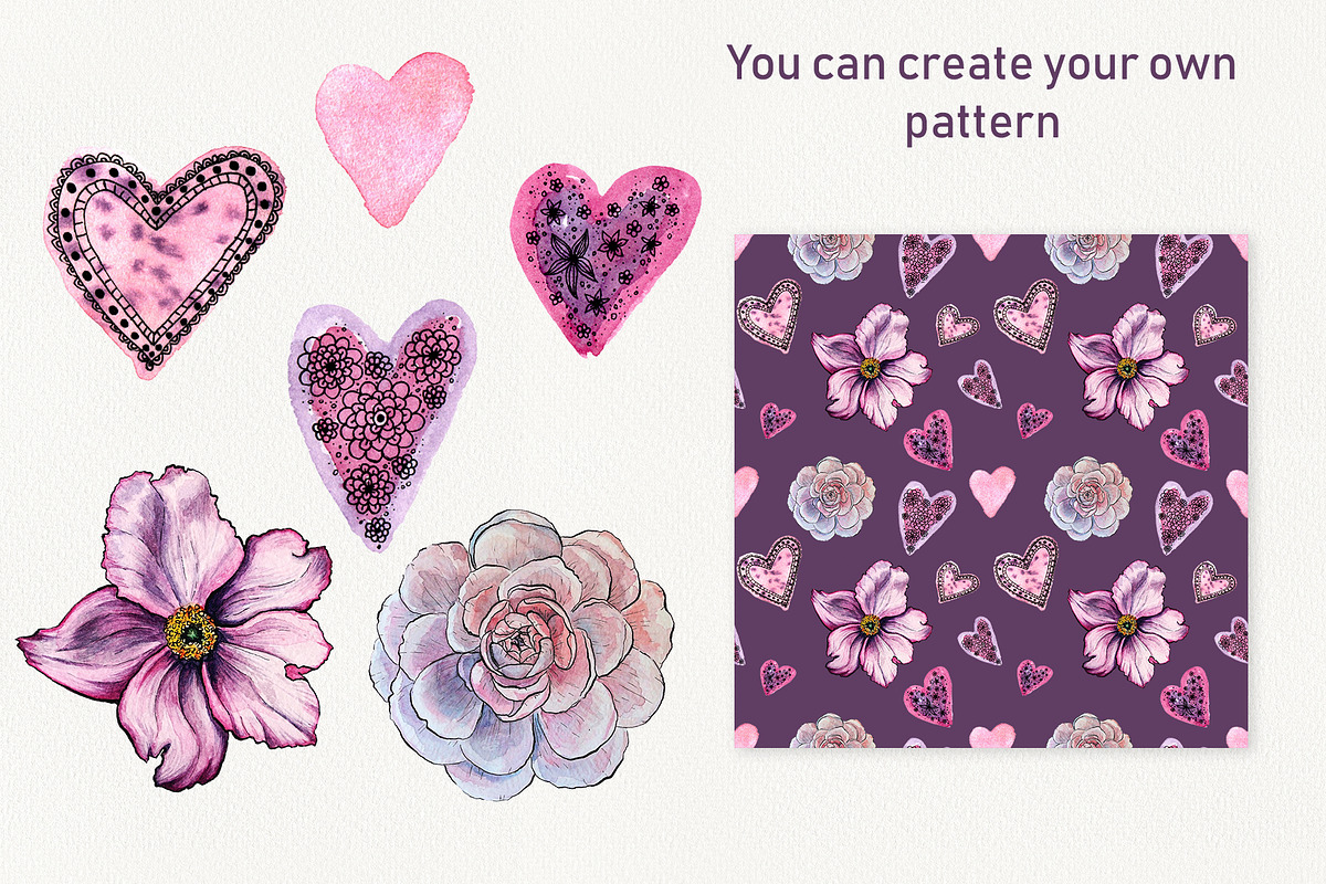 Hearts & Flowers Valentine clipart