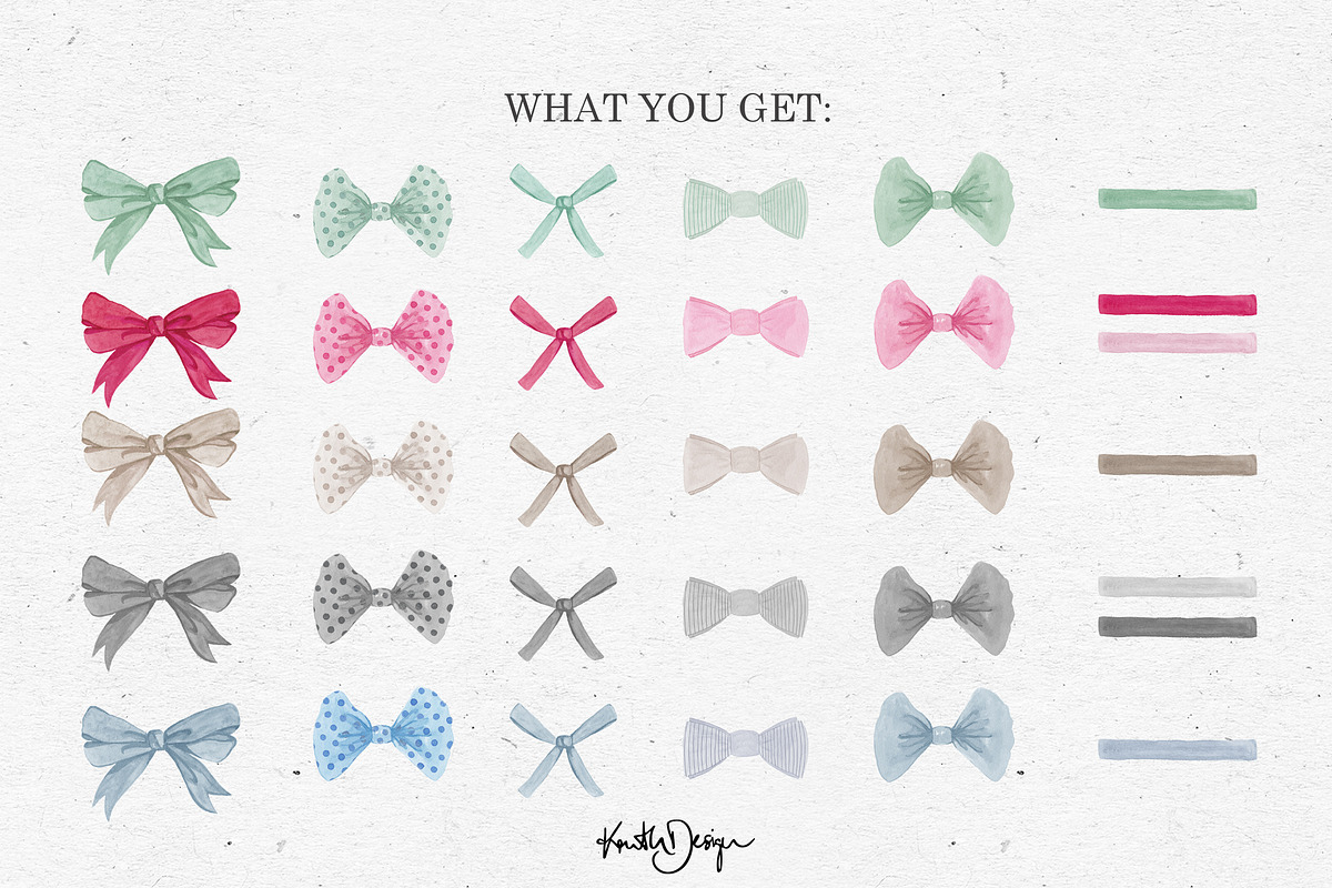 BOW BUNDLE WATERCOLOR PNG, an Illustration by KruthDesign