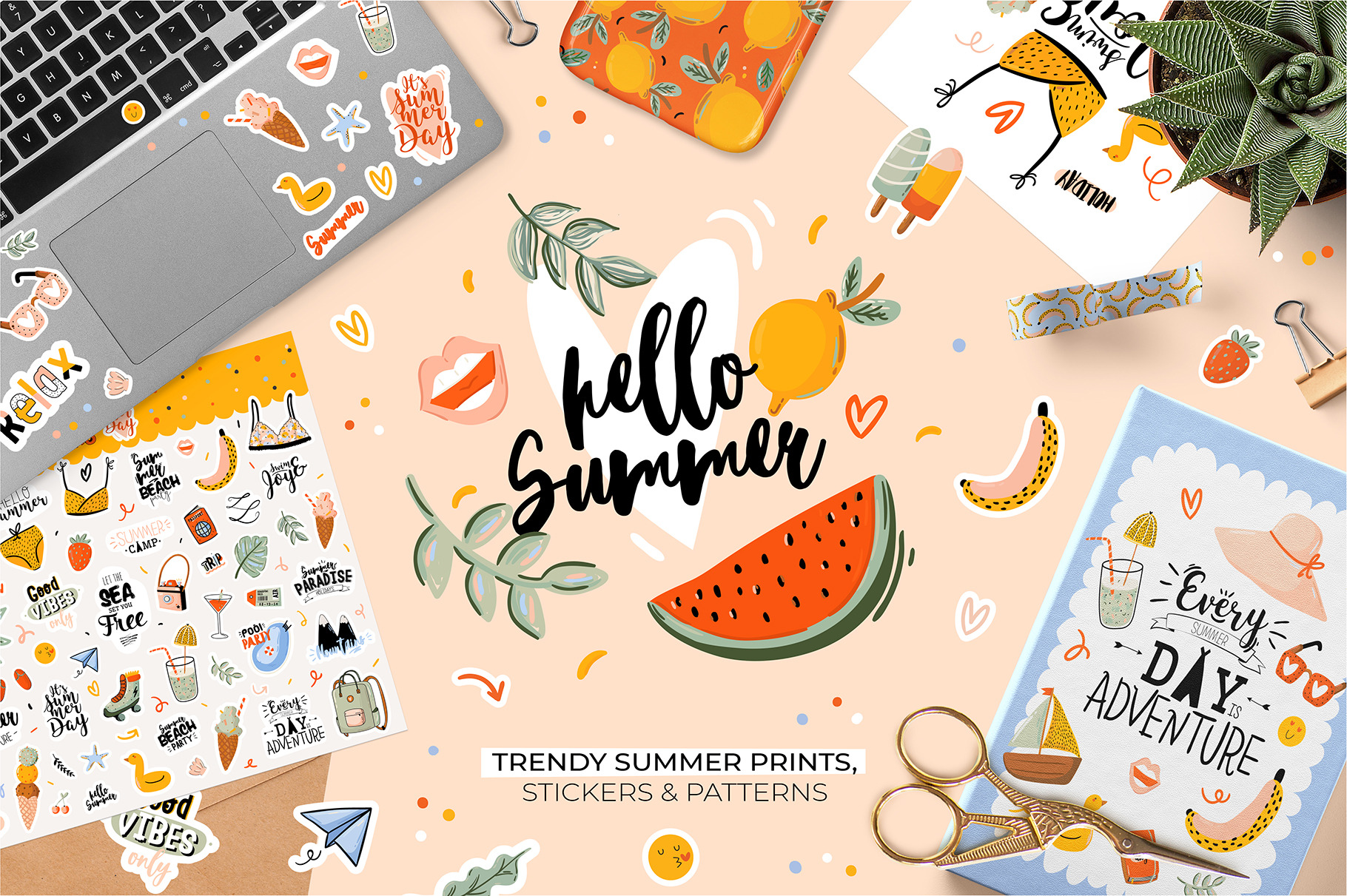 Summer clipart, stickers & patterns, an Object Graphic by Ruslana Lubenets