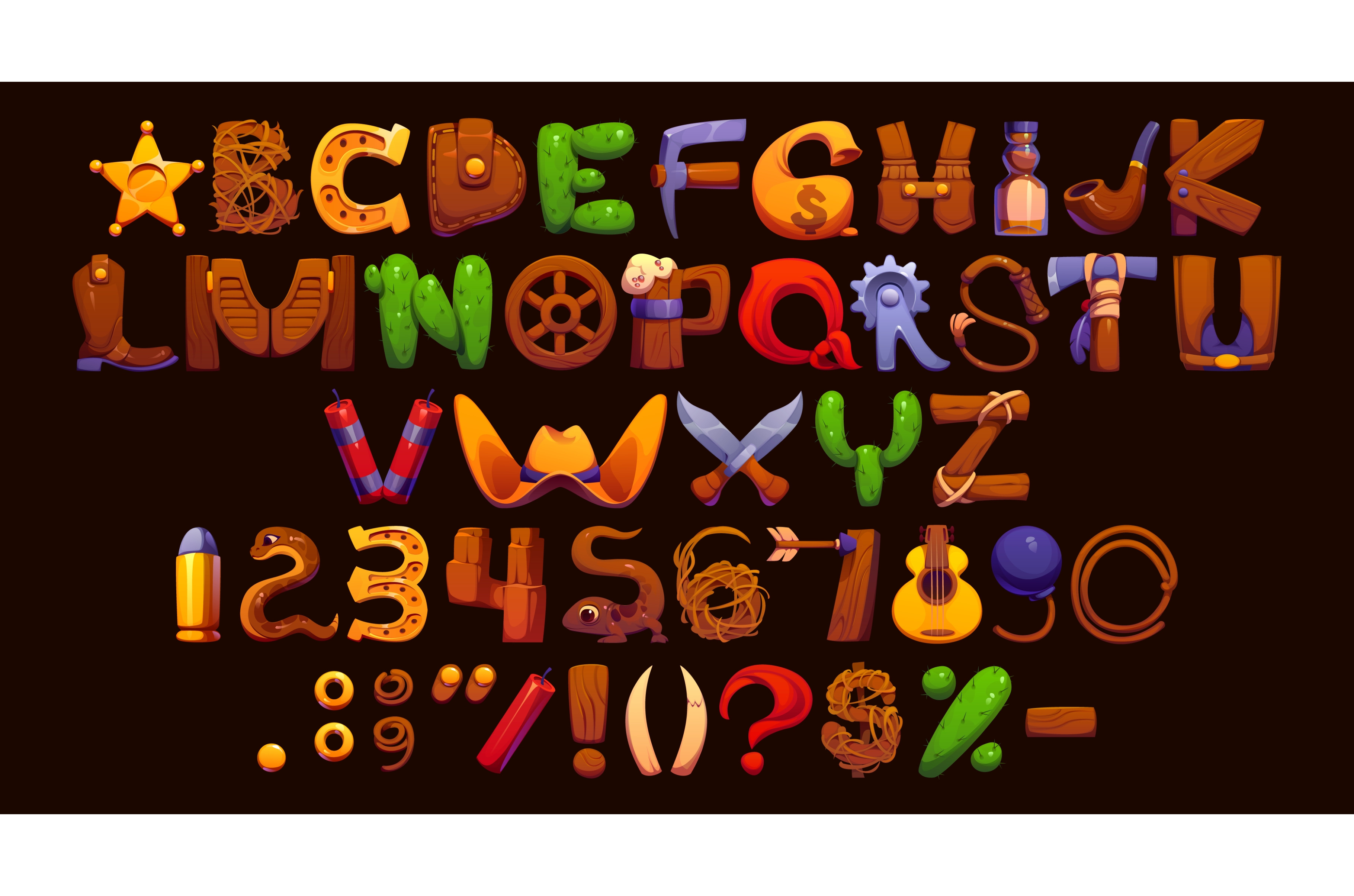 Western type, Wild West font, a Decorative Illustration by Vector Tradition