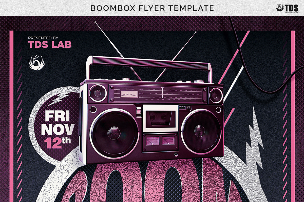 Boombox Flyer Template, a Flyer Template by ThatsDesign Art
