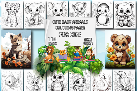 Cute school animals. Kids cartoon | Animal Illustrations ~ Creative Market