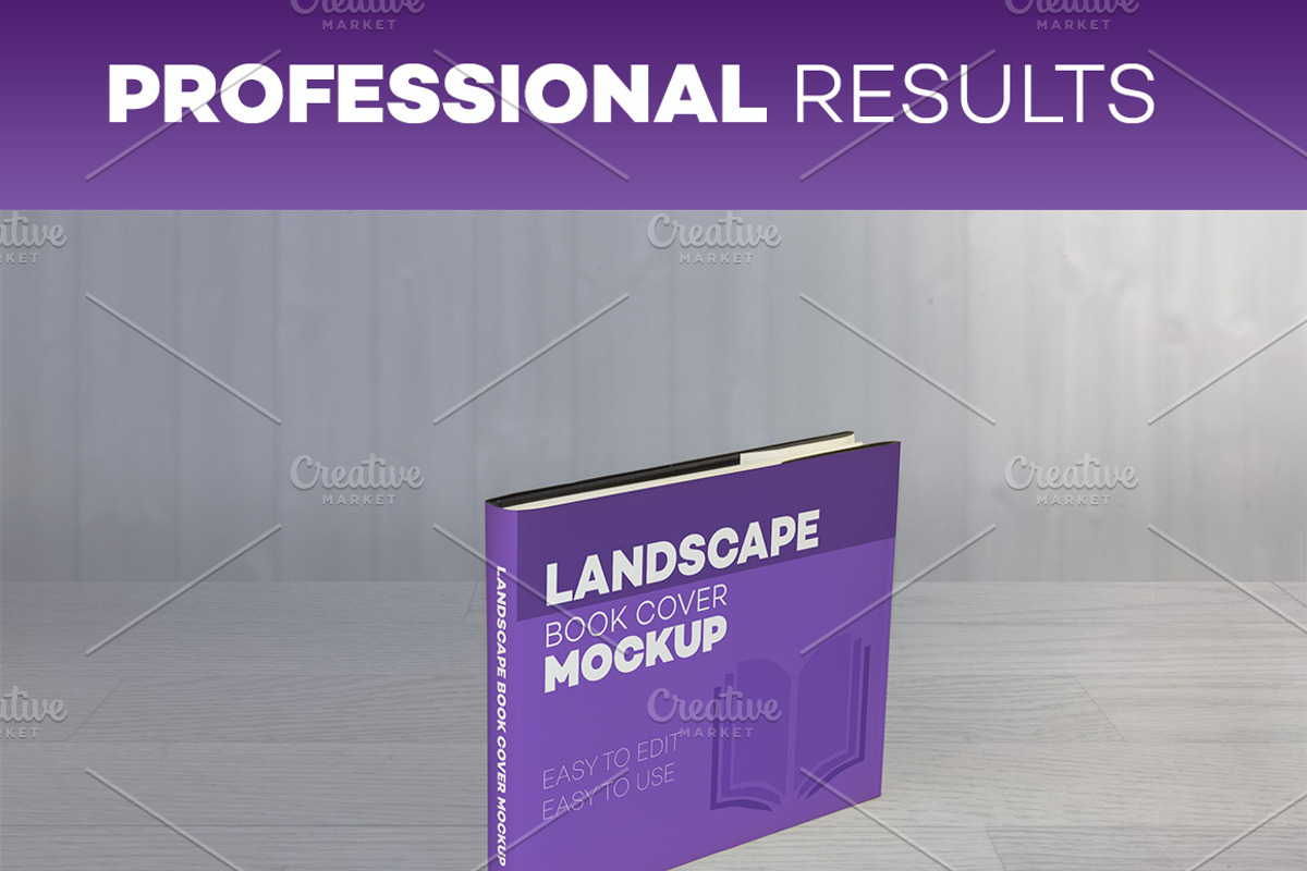 Landscape Book Cover Mockups, a Print Template by Illusiongraphic