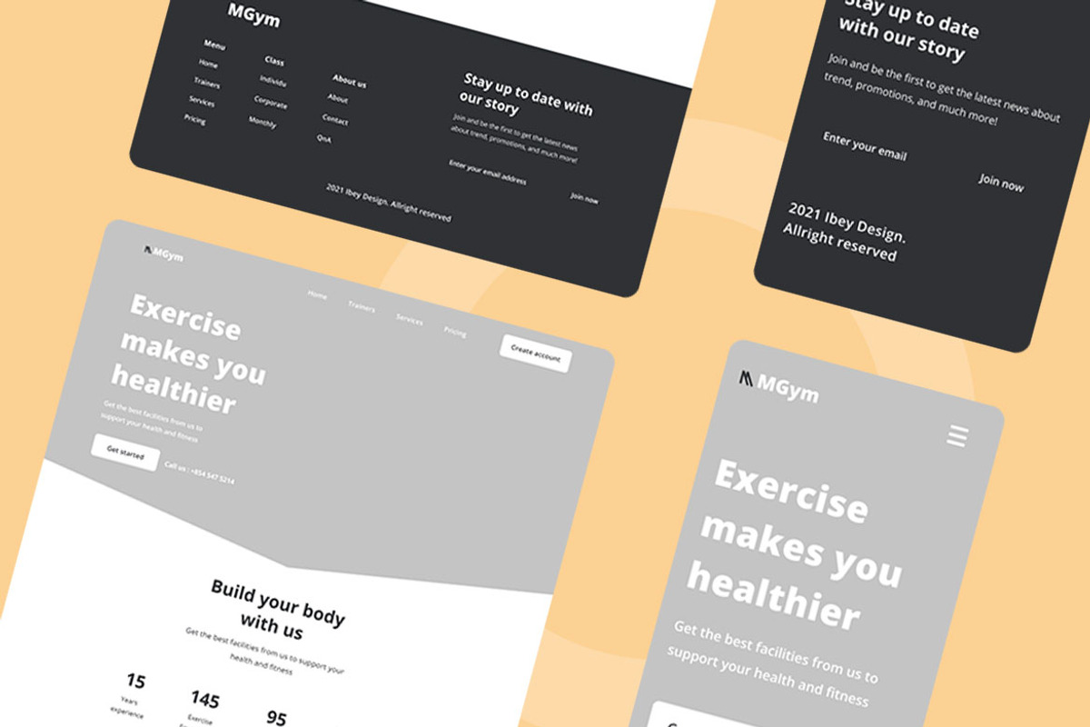 Fitness Gym Wireframe Website