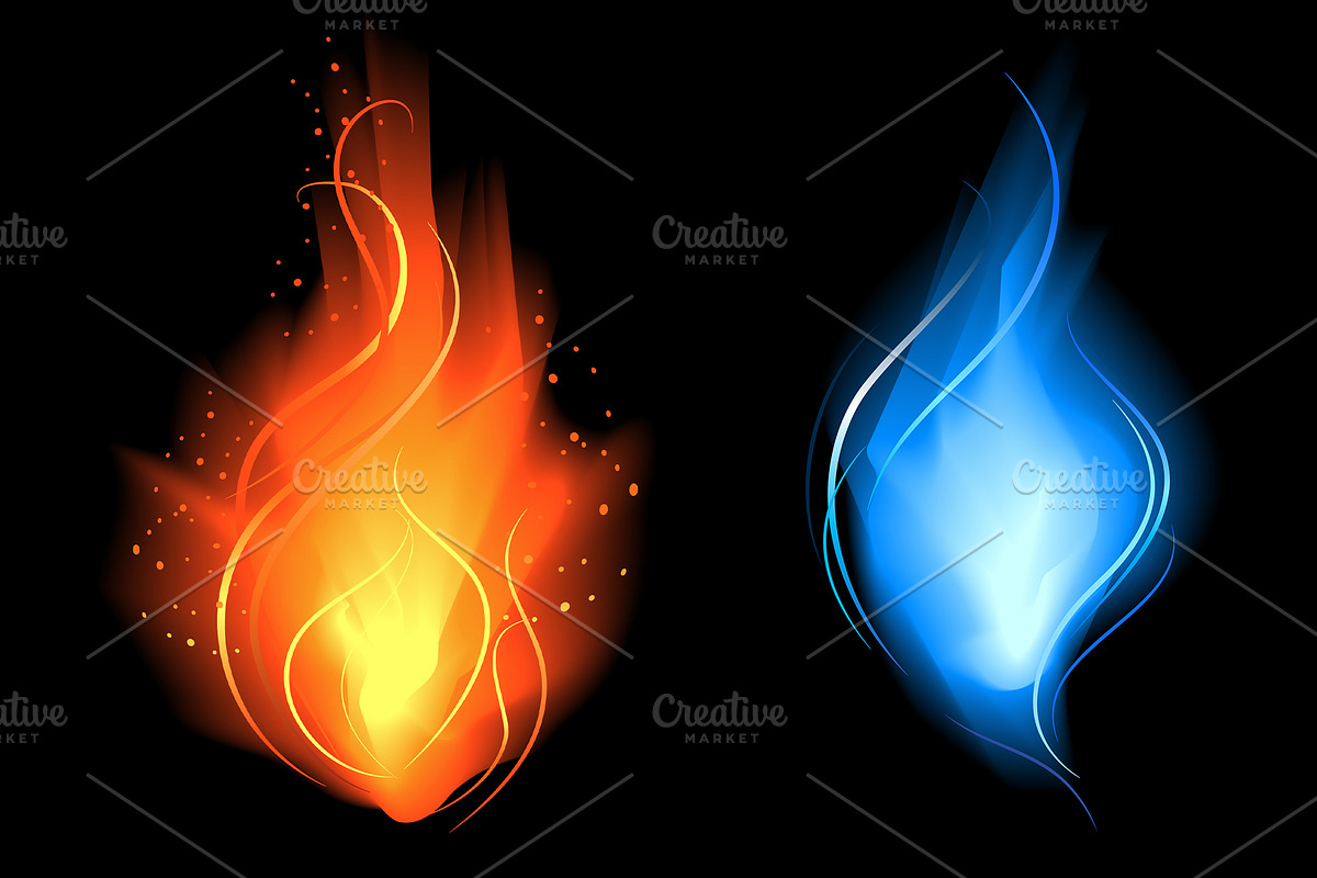 Little Red and Blue Fire, an Illustration by blackmoon9