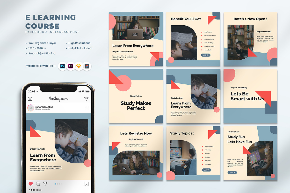 E-Learning Course Instagram Post, a Social Media Template by Rahardi ...