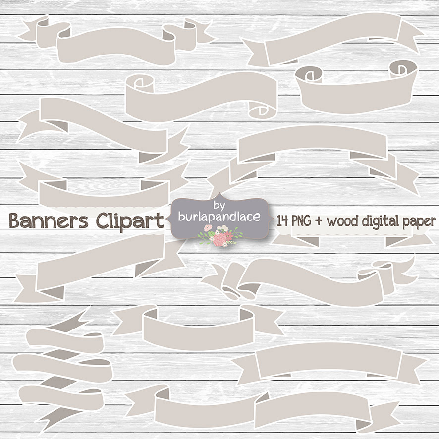 Rustic banner clipart, an Illustration by burlapandlace