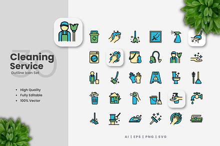 Cleaner Cleaning Washing Chore House | Icons ~ Creative Market