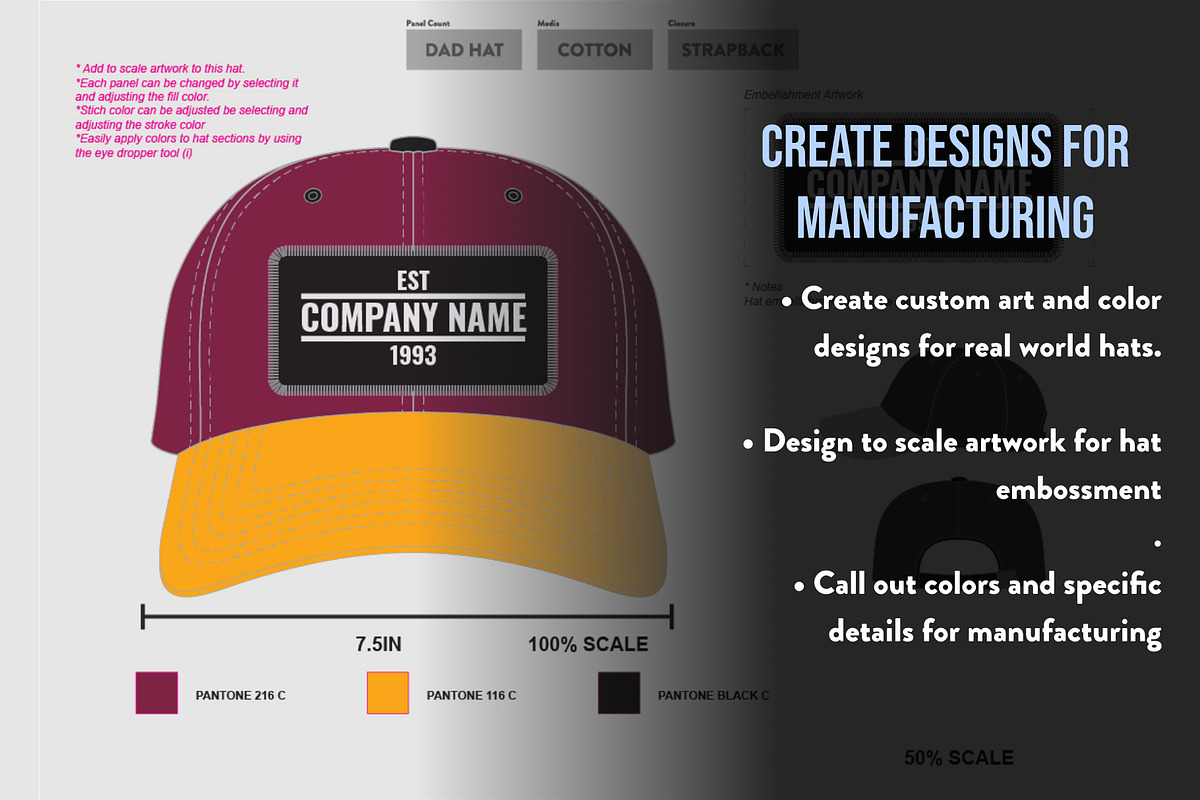 Hat Template - Dad Hat, a Hat Mockup by Template Haven | Creative Market