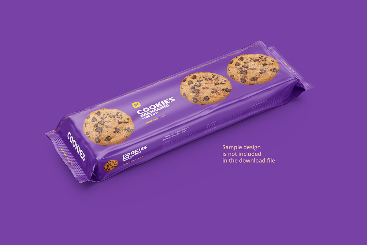 Cookies. Flow Pack Mockup. 5 PSD, a Cups & Container Mockup by easymock