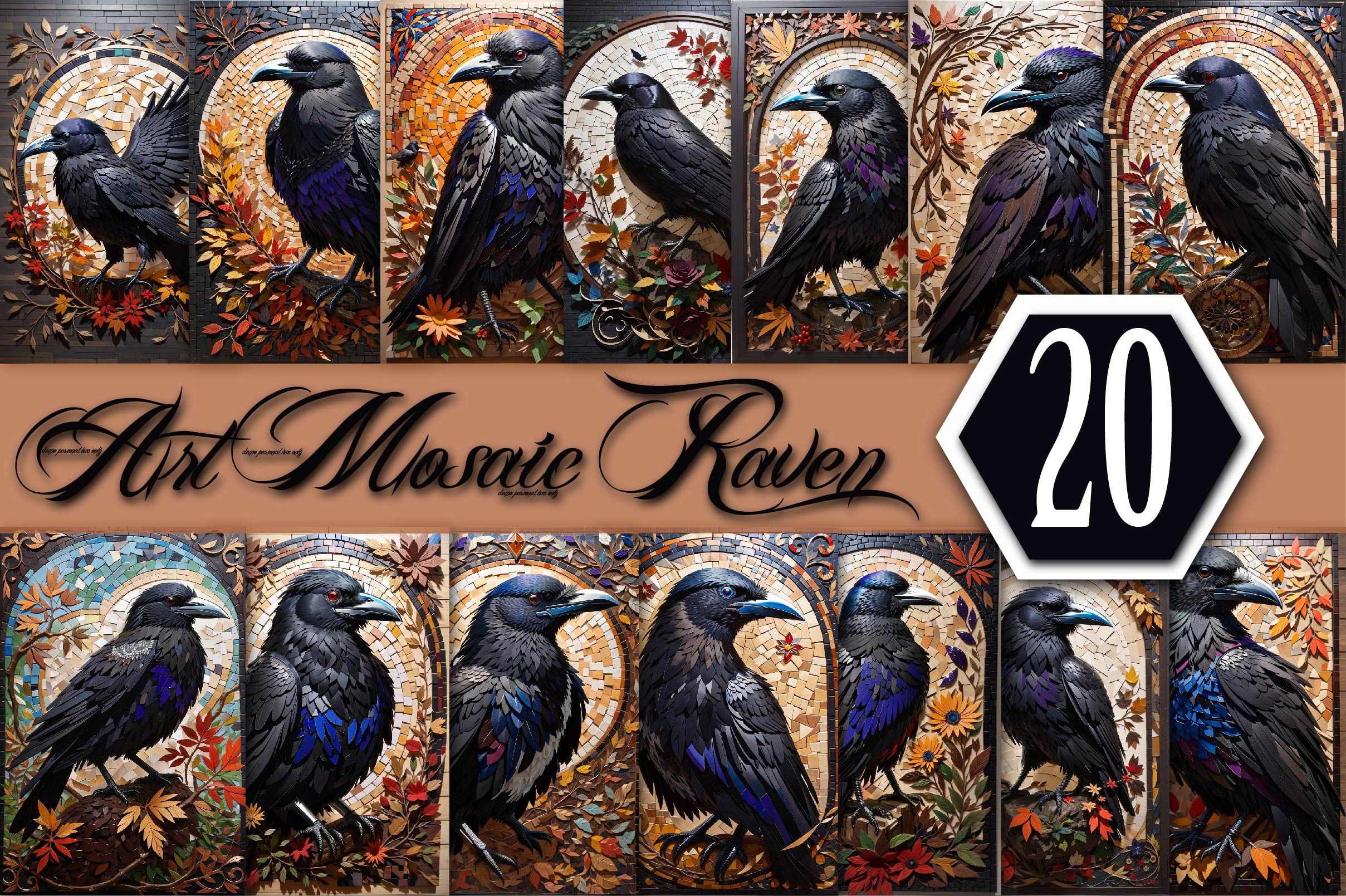 Art Mosaic Raven Clipart | Illustrations ~ Creative Market