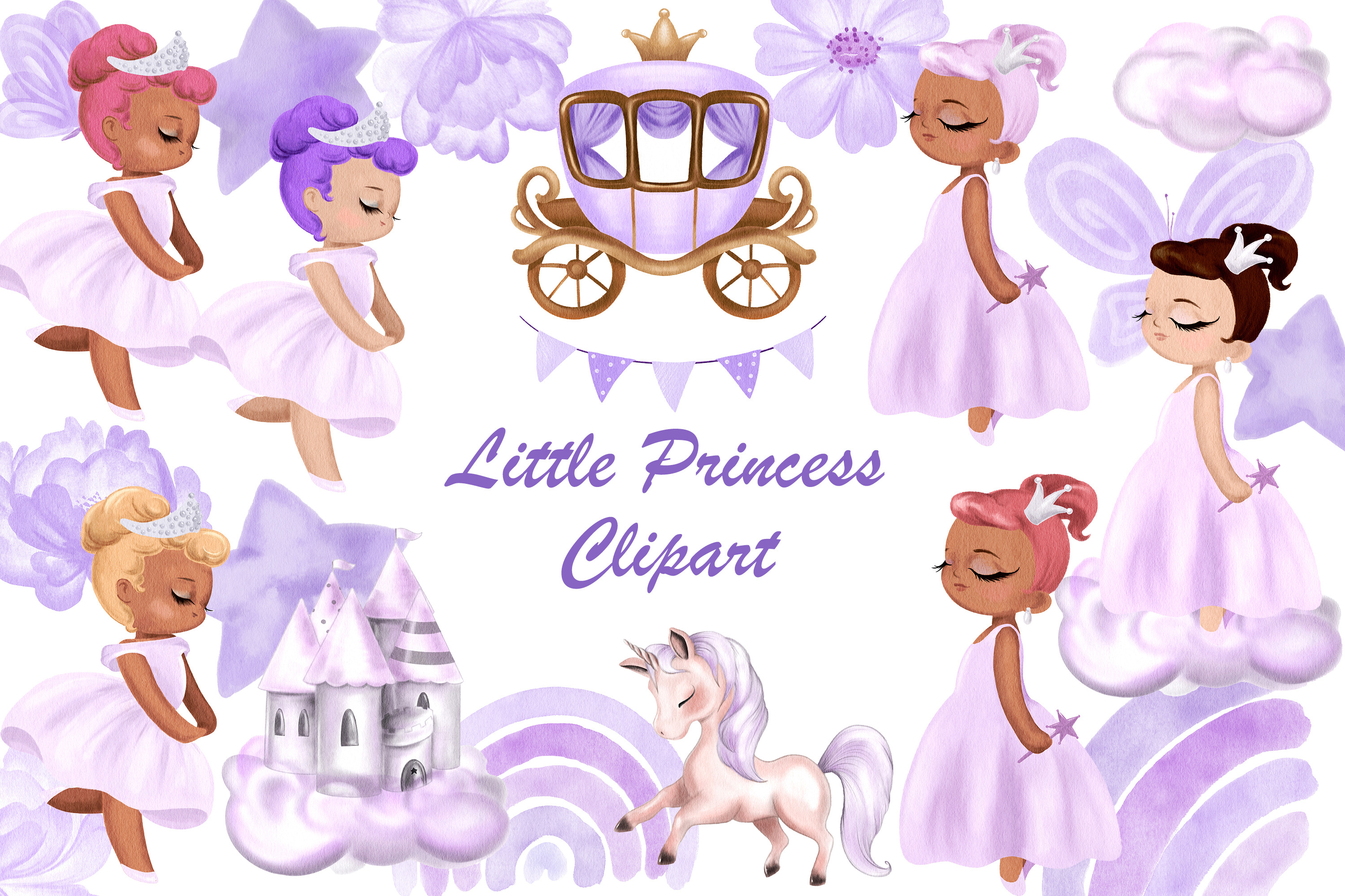 Watercolor Little Princess Clipart, an Illustration by HabitusDesigns