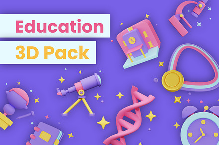 Education 3D Illustration | 3D Objects ~ Creative Market