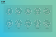 Food value icons package, an Outline Icon by Vineta Rendon