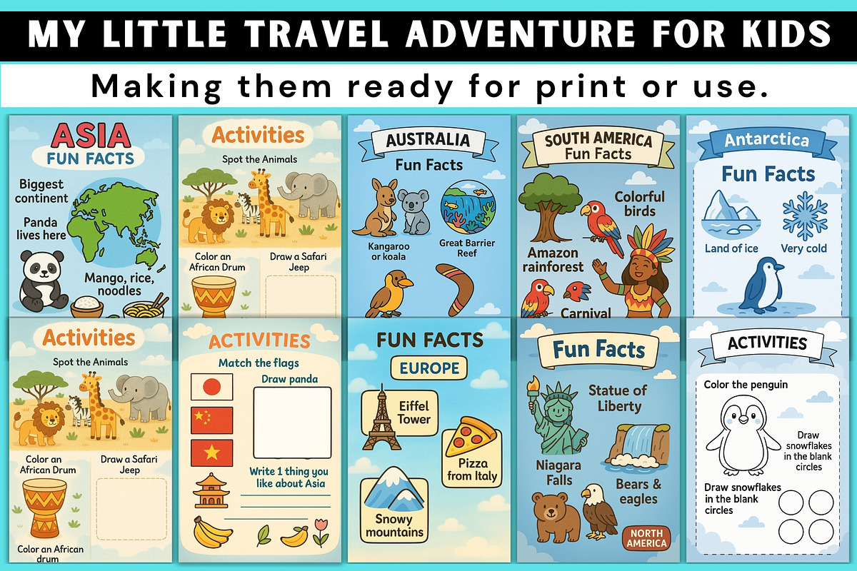 My Little Travel Adventure for Kids, a Stationery Template by Designmela01