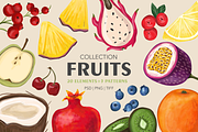 Fruits. Illustrations+patterns, a Food Illustration by Allie_art