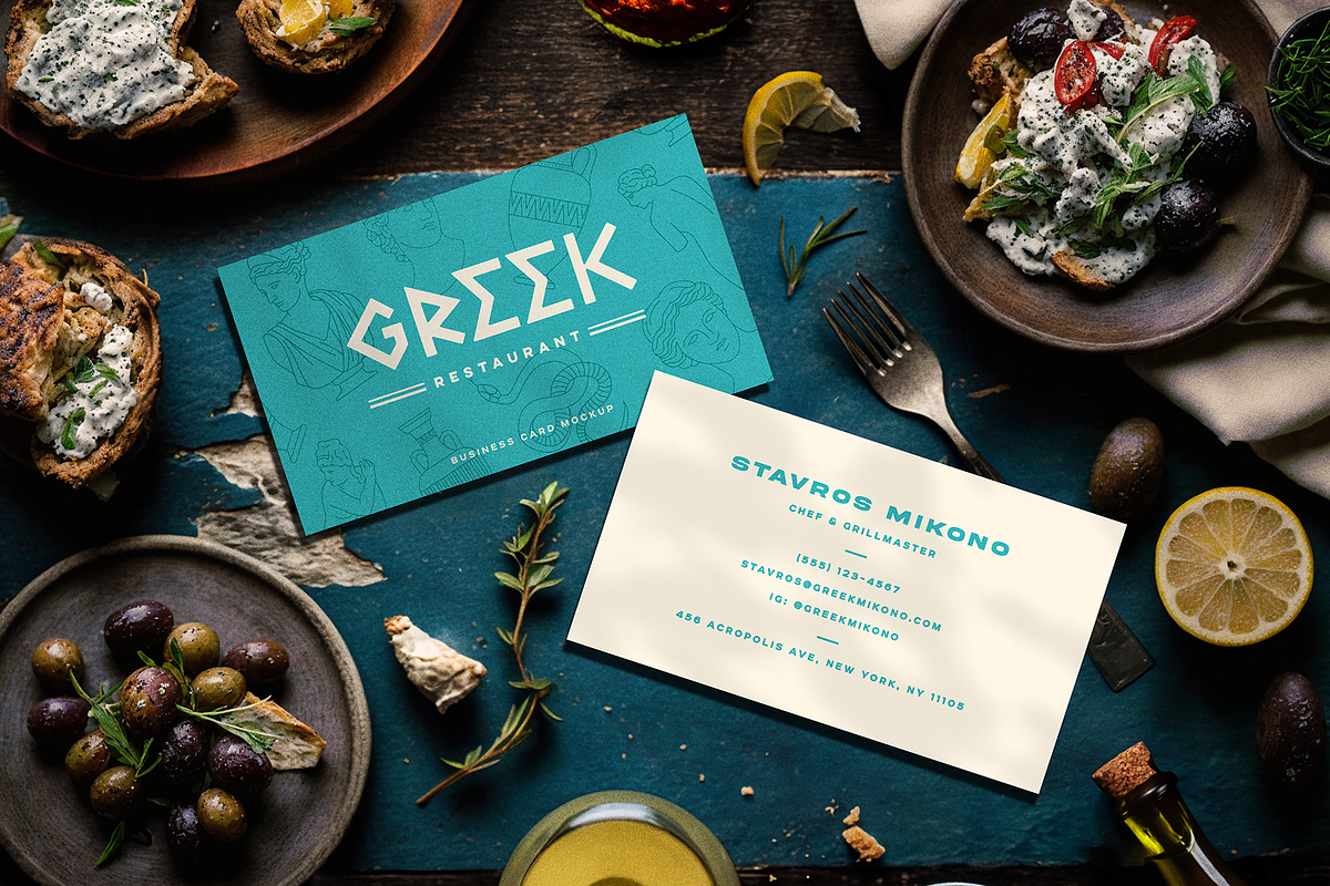 Greek Business Card Mockup