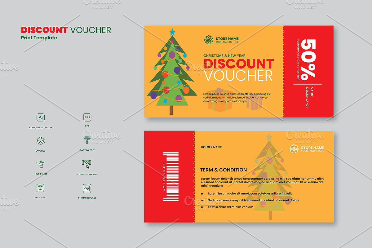 Discount Voucher, a Card Template by LIOKIVA Studio