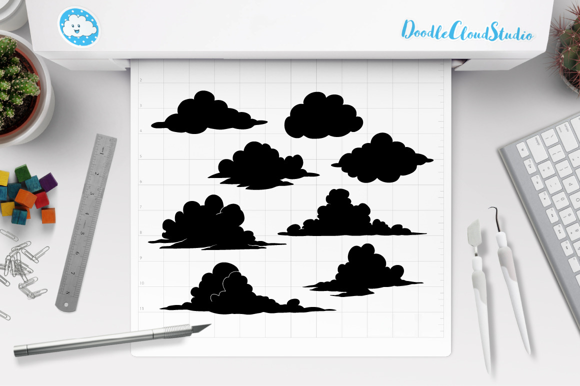 Clouds SVG files, Clouds clipart PNG, an Illustration by Doodle Cloud ...
