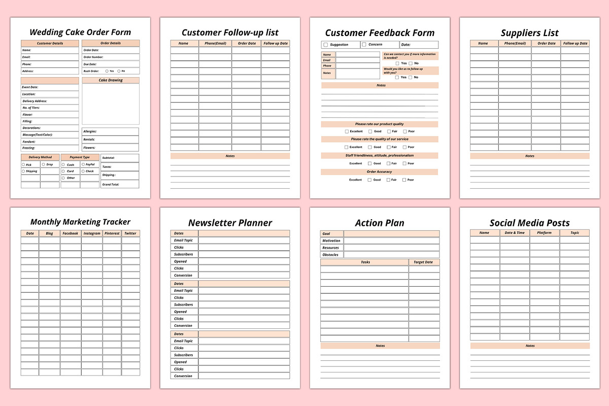 Editable Bakery Business Planner