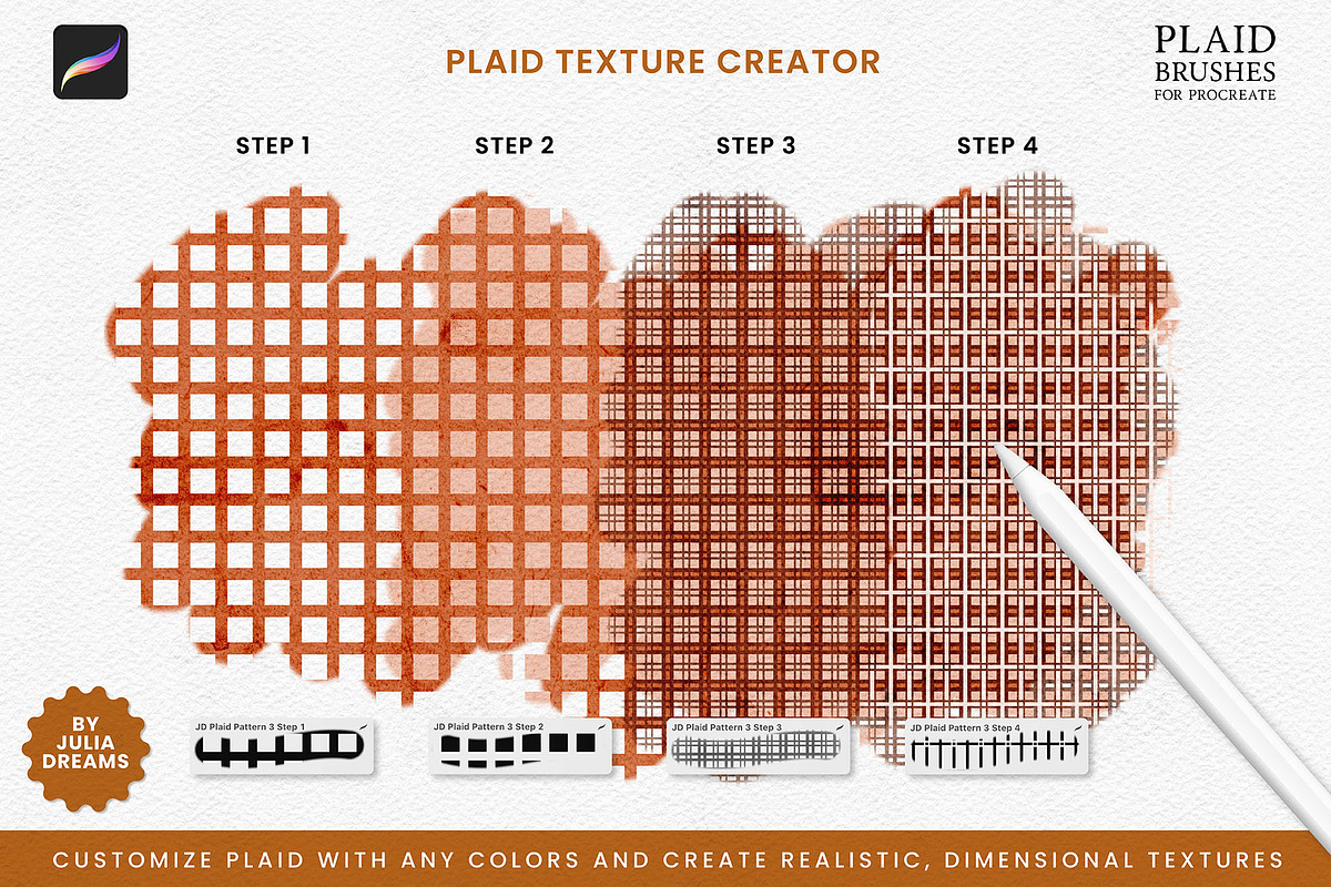Plaid Effects Brushes Procreate, a Brush Add-On by Julia Dreams