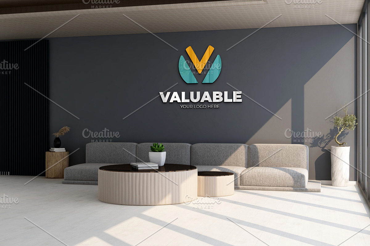 Gray Office Set Wall Logo Mockup | Creative Market