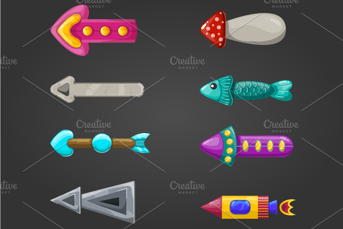 Set of fantastic cartoon arrows, a Templates & Theme by RybakovaAnn