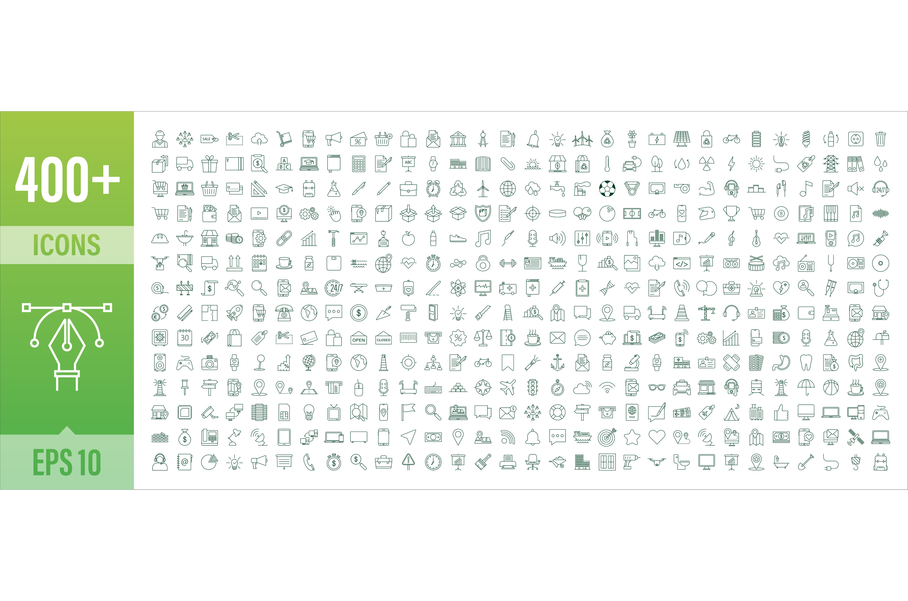 400 Line art set with icon set. Thin | Outline Icons ~ Creative Market