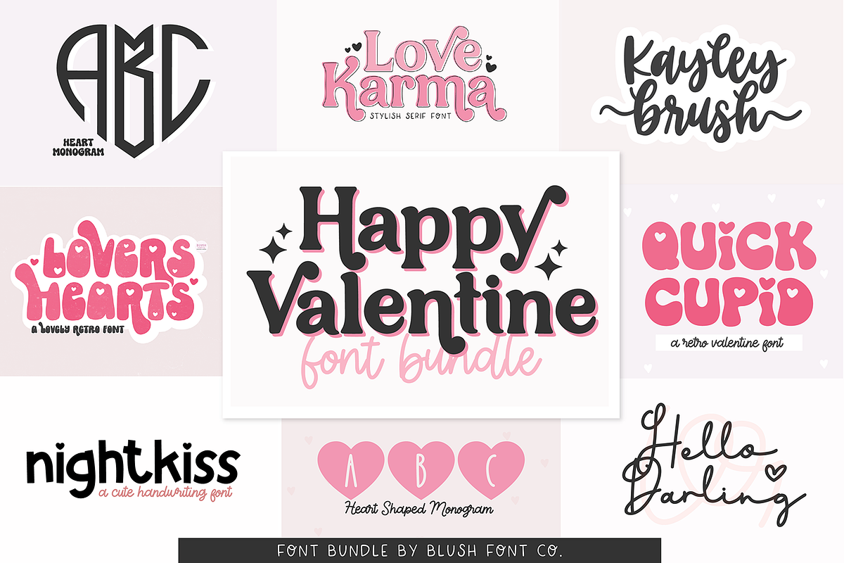 HAPPY VALENTINE Font Bundle, a Script Font by Blush Font Co.