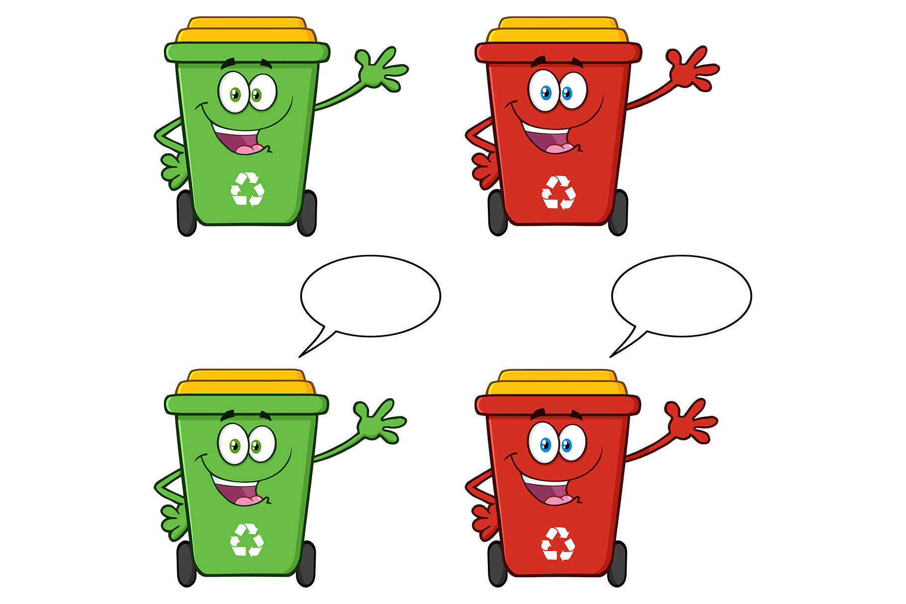Recycle Bin Character Collection - 3, an Illustration by HitToon ...