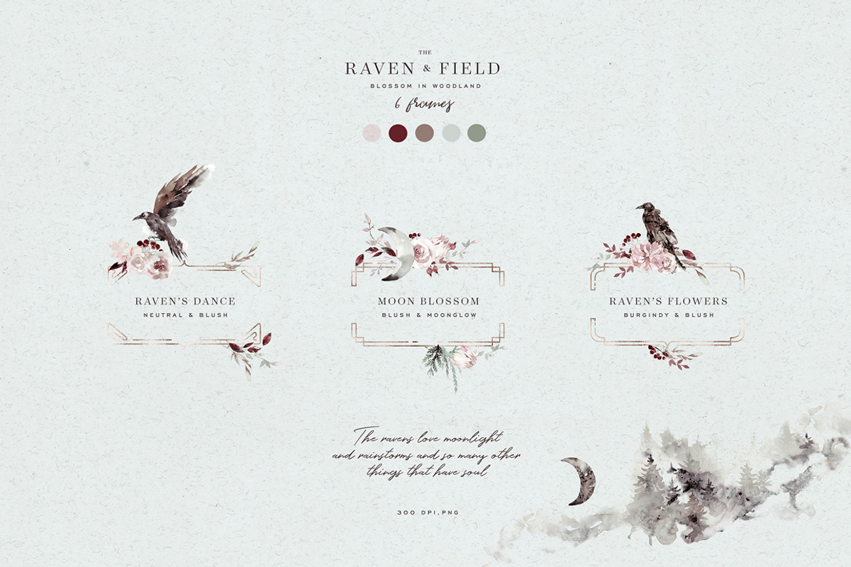 Woodland Ravens Field, an Animal Illustration by The Everlasting Story