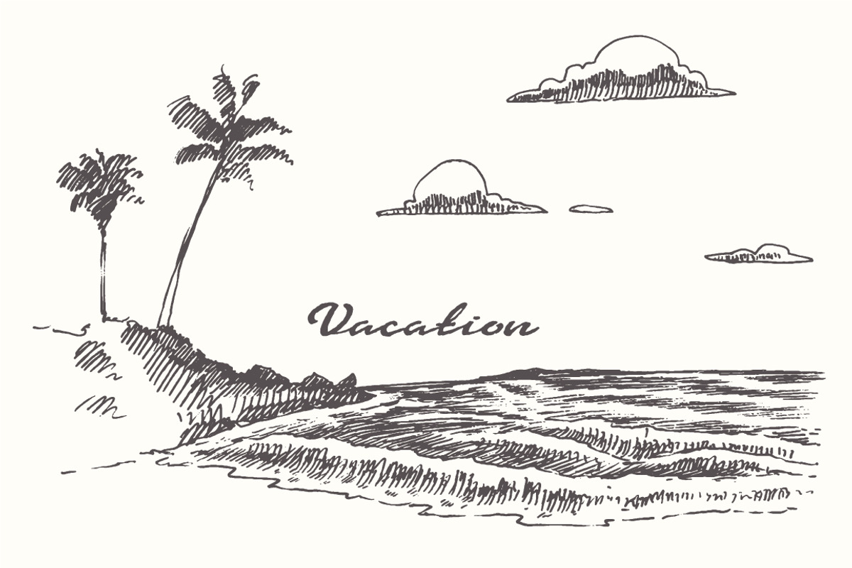 Set of sketches of seaside views, an Illustration by TheMountBirdStudio