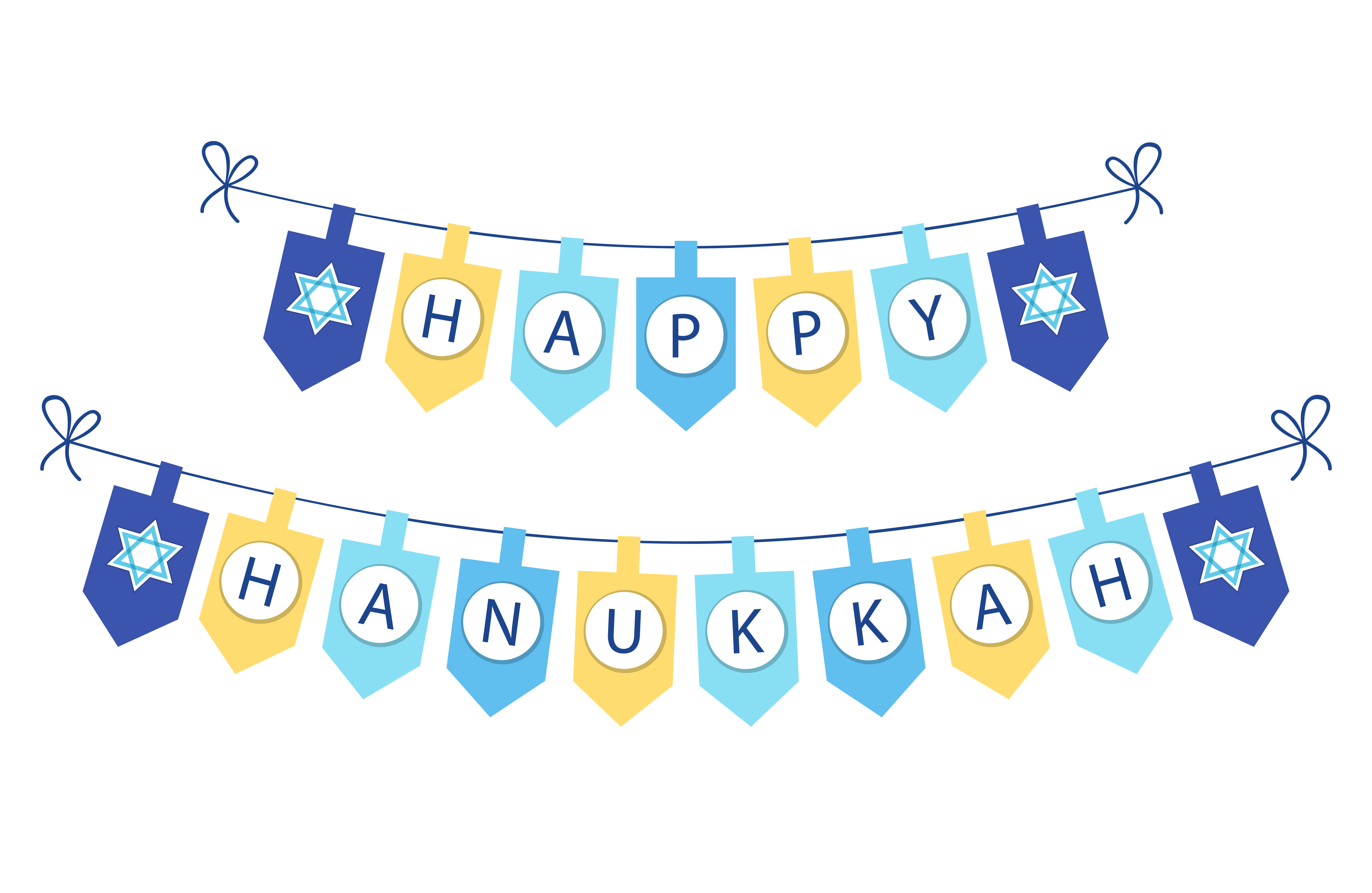 Happy Hanukkah bunting flags, a Decorative Illustration by C Design Studio
