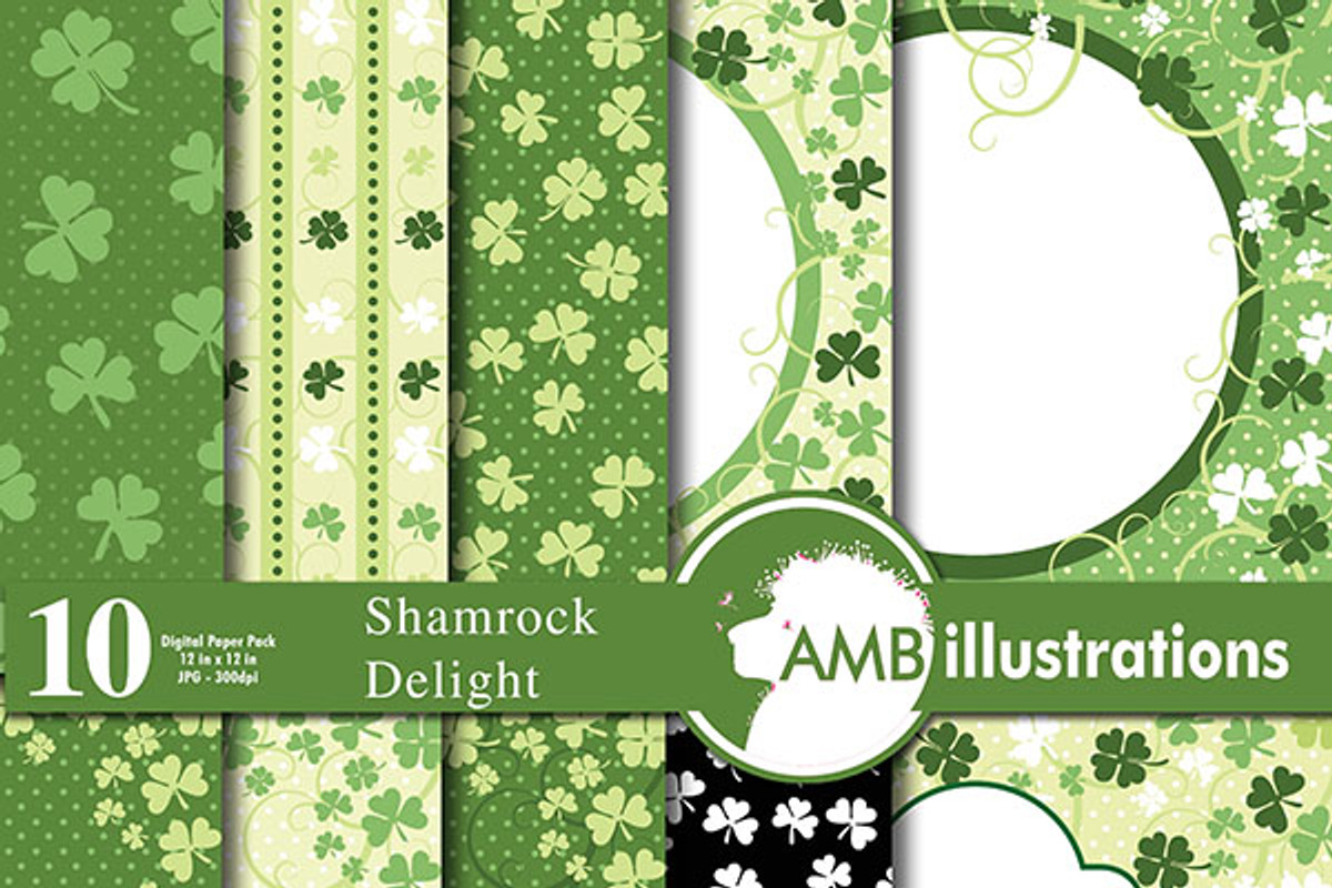 Shamrock Digital Papers AMB-442, a Pattern Graphic by AMBillustrations