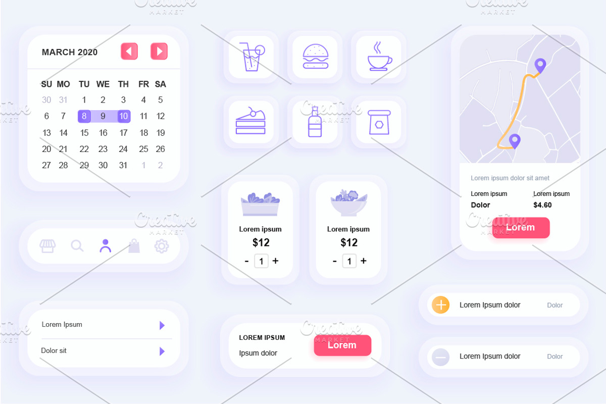 Mobile App UI Elements Kit, an UI Kit Template by alexdndz