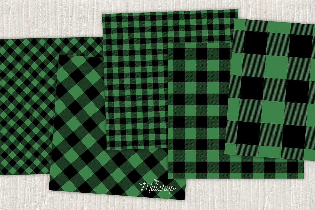 Digital Paper Buffalo Plaid Set 01, a Pattern Graphic by Maishop