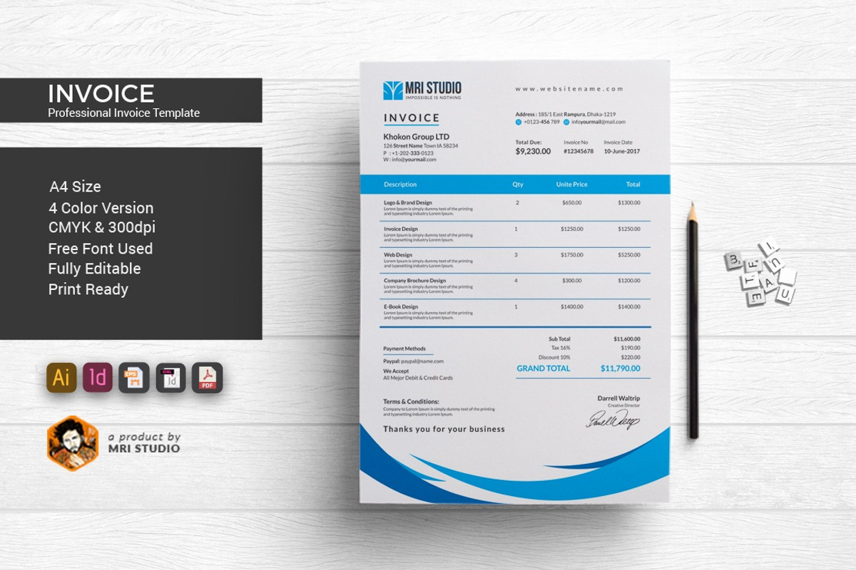 Invoice, a Stationery Template by MRI STUDIO