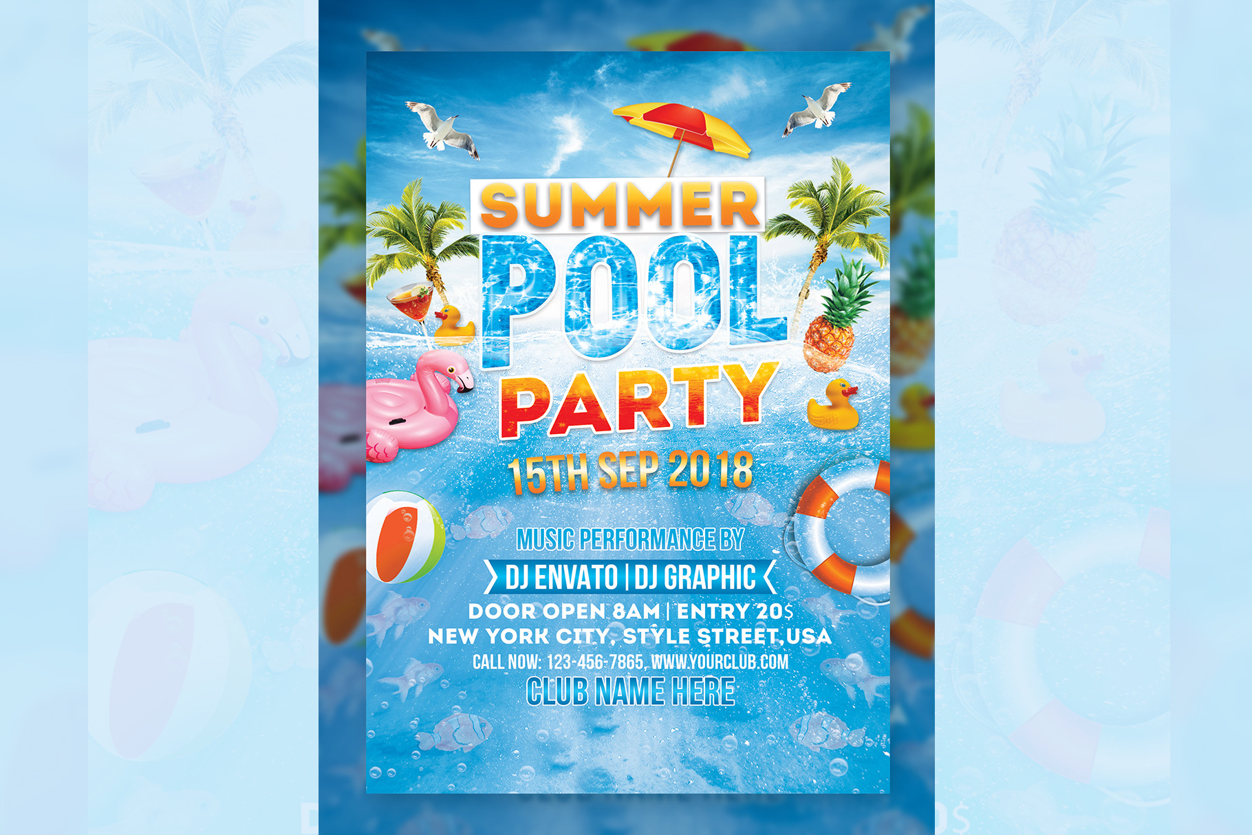 Pool Party Flyer, a Flyer Template by Creative designer