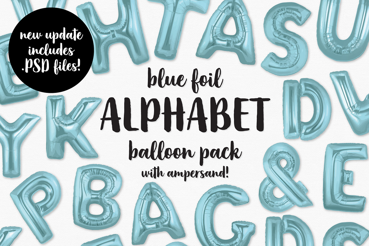 Blue Foil Alphabet Balloon Pack, an Object Graphic by Bold Leap Creative