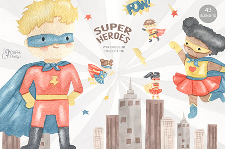 Watercolor Superhero Clipart - Boys | Illustrations ~ Creative Market