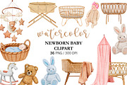 Watercolor Newborn Baby Clip art, PNG | Creative Market