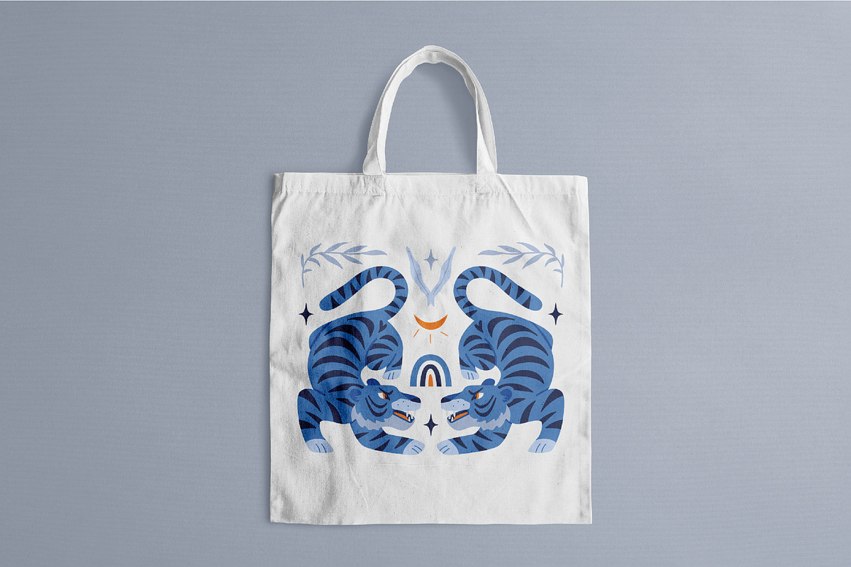 Blue tiger | Vector Collection, an Animal Illustration by katieromanoff_art