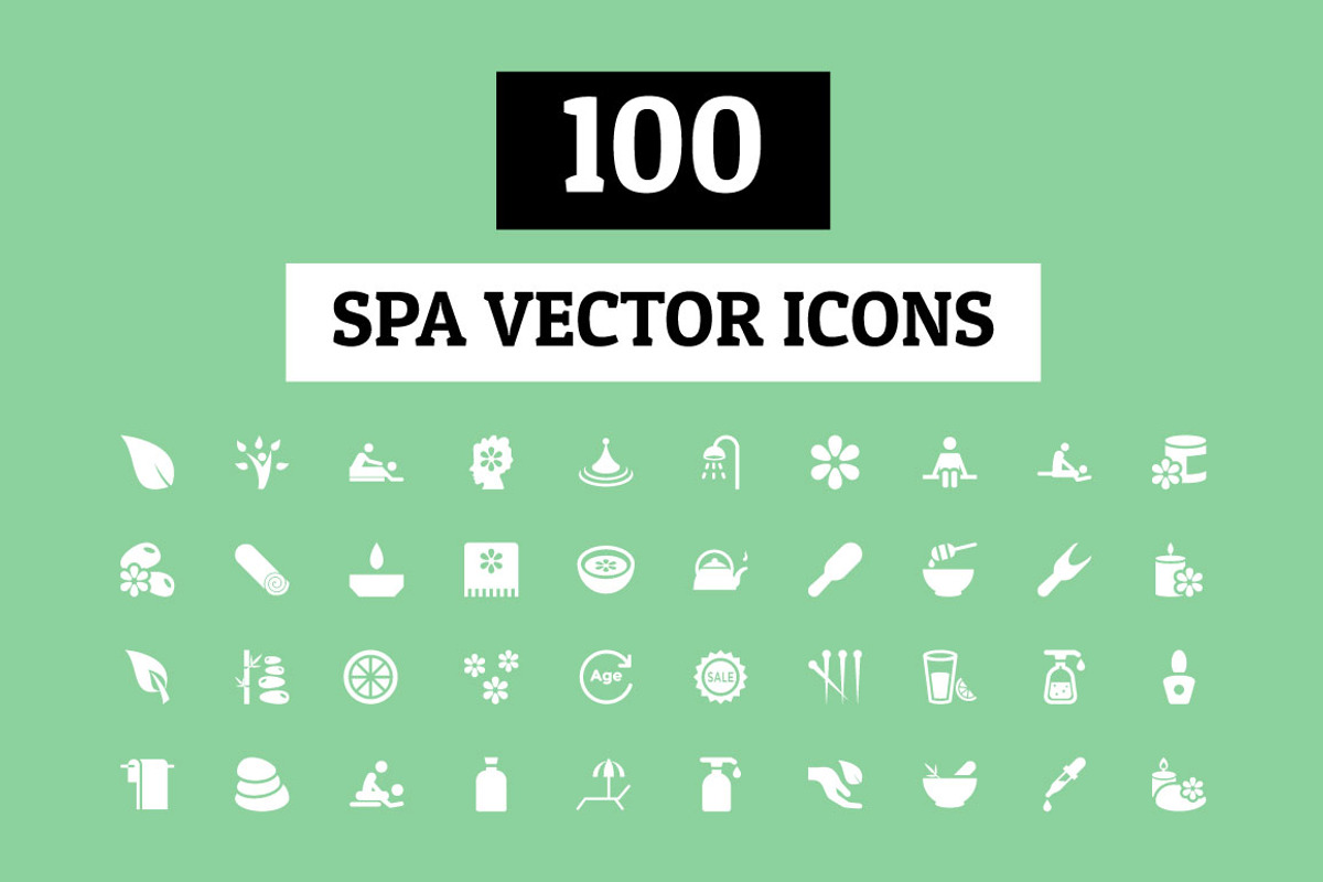 100 Spa Vector Icons, an Icon by Creative Stall
