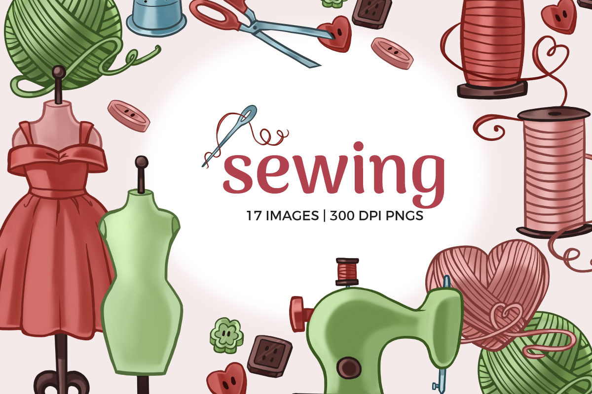 Sewing Clipart illustrations, an Illustration by TheClipAtelier