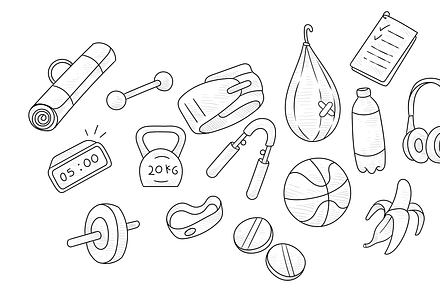 Gym equipment hand drawn sketches | Graphic Objects ~ Creative Market