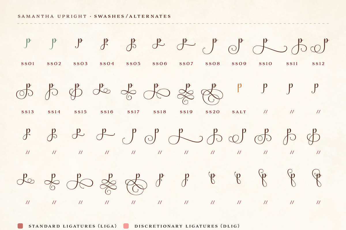 Samantha Upright Pro, a Script Font by Laura Worthington